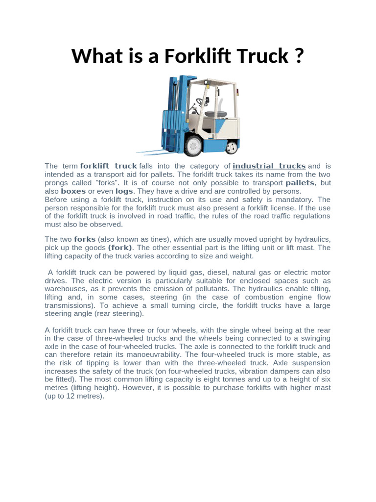 Understanding Forklift Trucks: Types & Uses | PDF