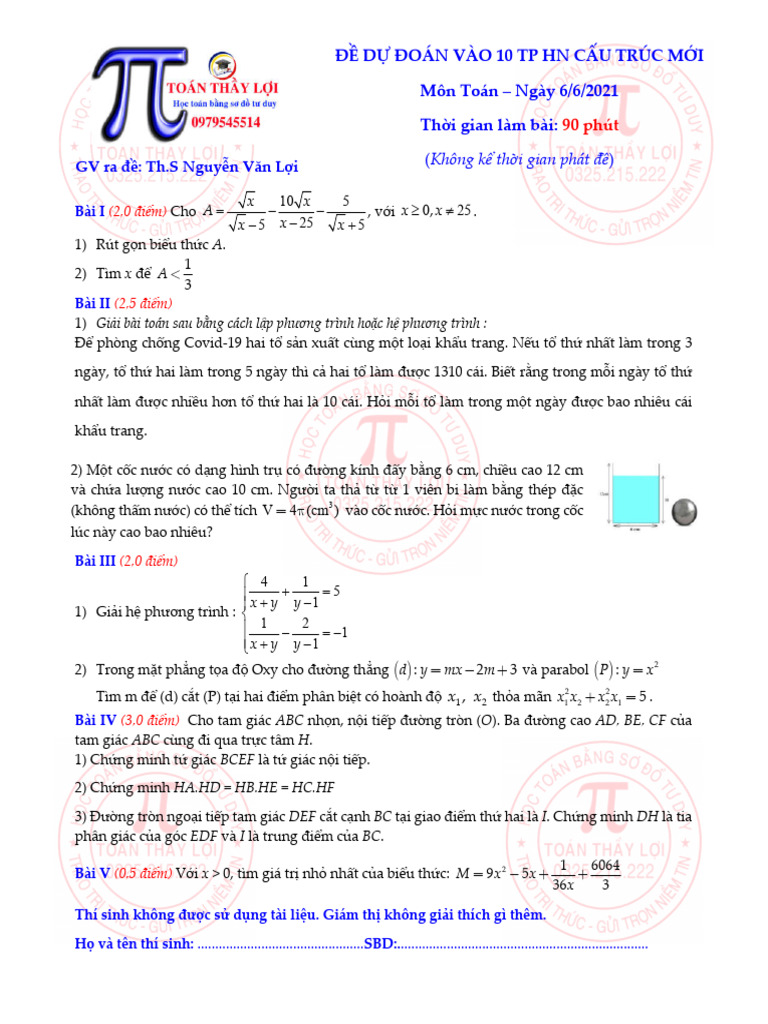 Đề Dự Đoán Số 3 Cấu Trúc Mới 90 Phút Đề | PDF
