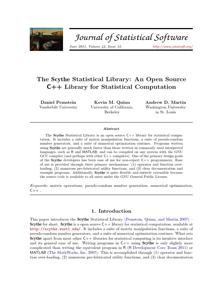 The Scythe Statistical Library An Open Source C Library For Statistical ...