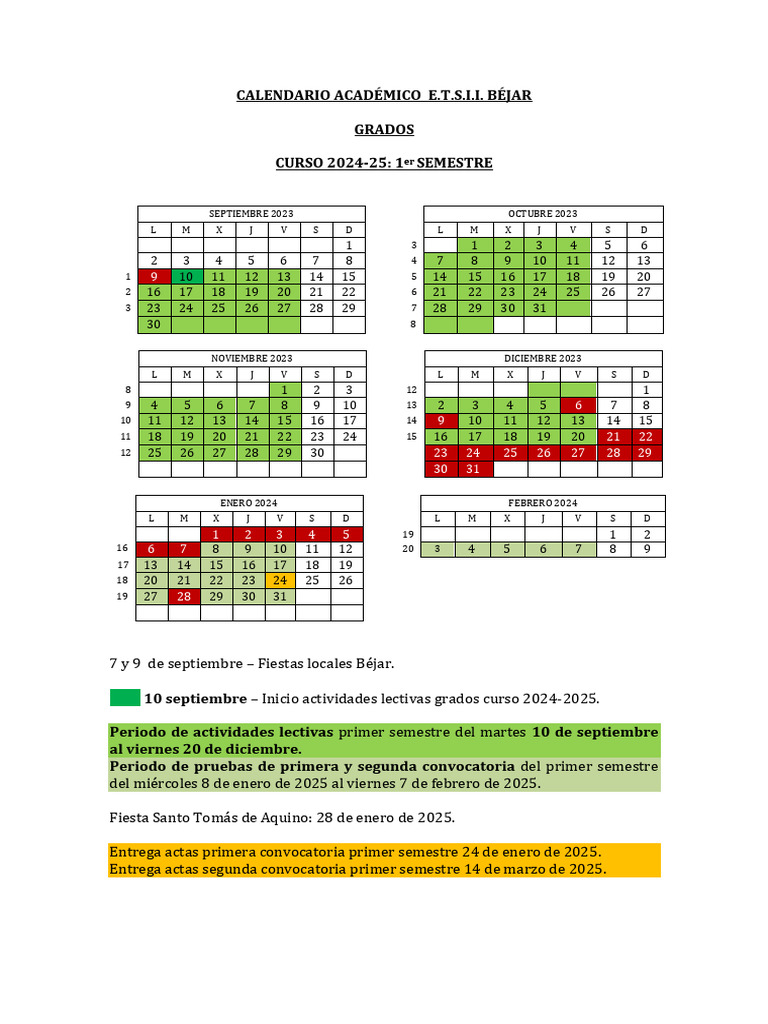 Calendario Grados 24-25 v2 - 2 | PDF