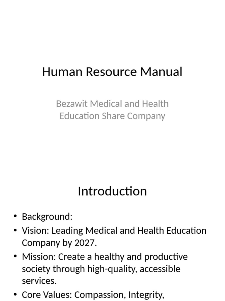Human Resource Manual Presentation | PDF