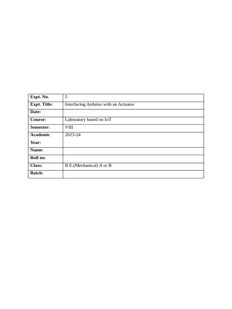 Expt 5 - Actuator complete | PDF | Electric Motor | Arduino