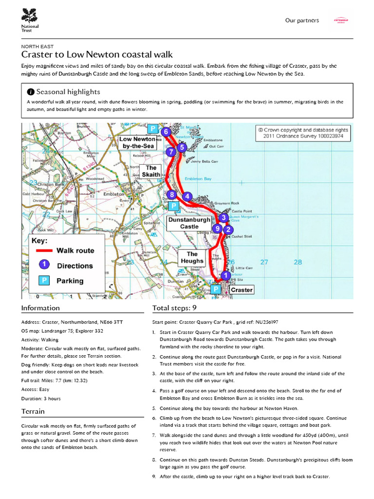 craster-to-low-newton-coastal-walk-walking | PDF | Beach | Dune
