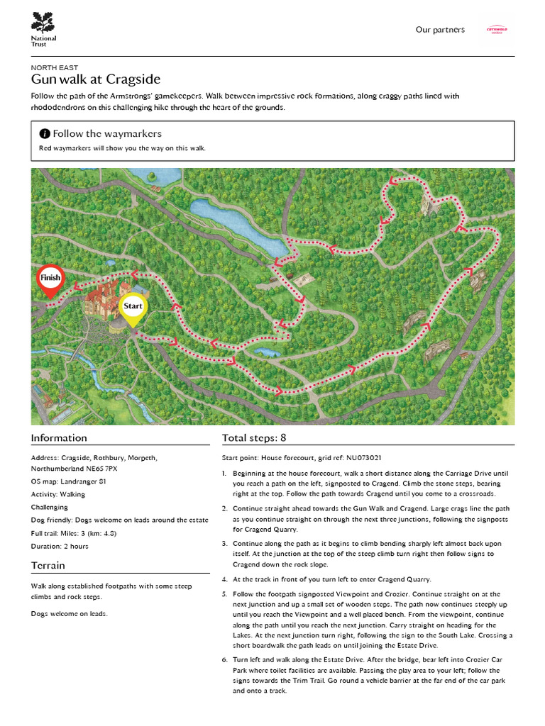 Cragside Gun Walk Hiking Guide | PDF | Trail | Land Transport