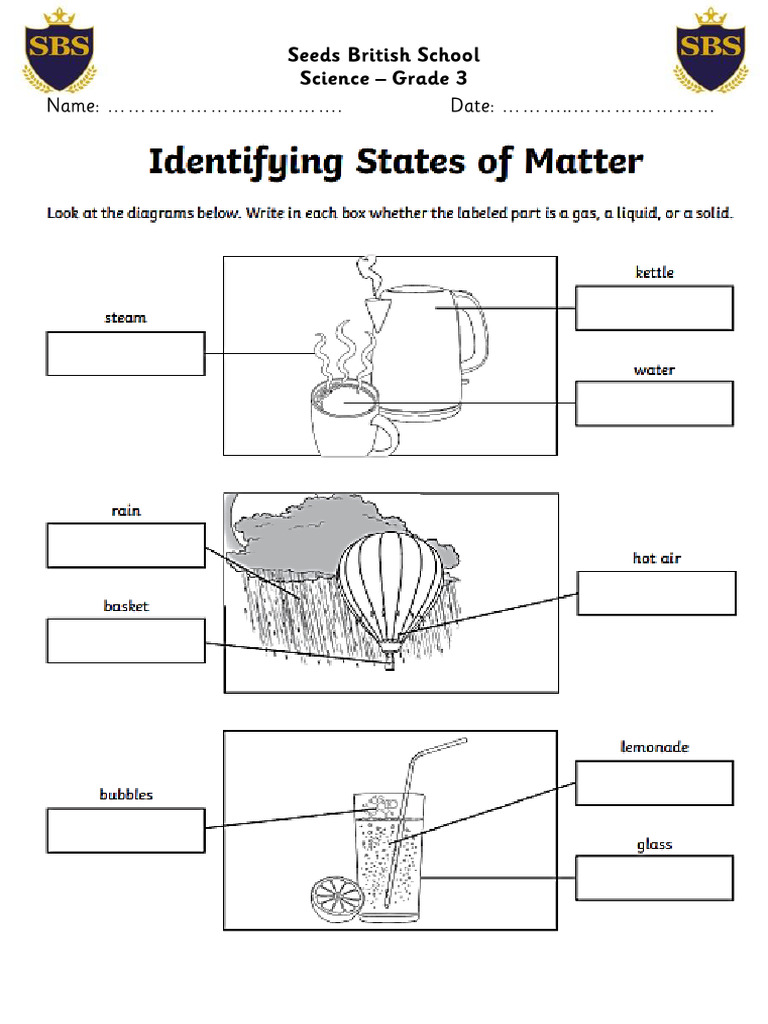States of Matter Worksheet | PDF