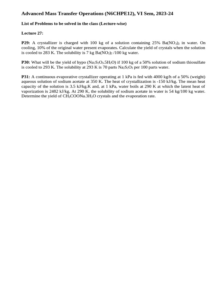 List of Problems-Lec27 | PDF