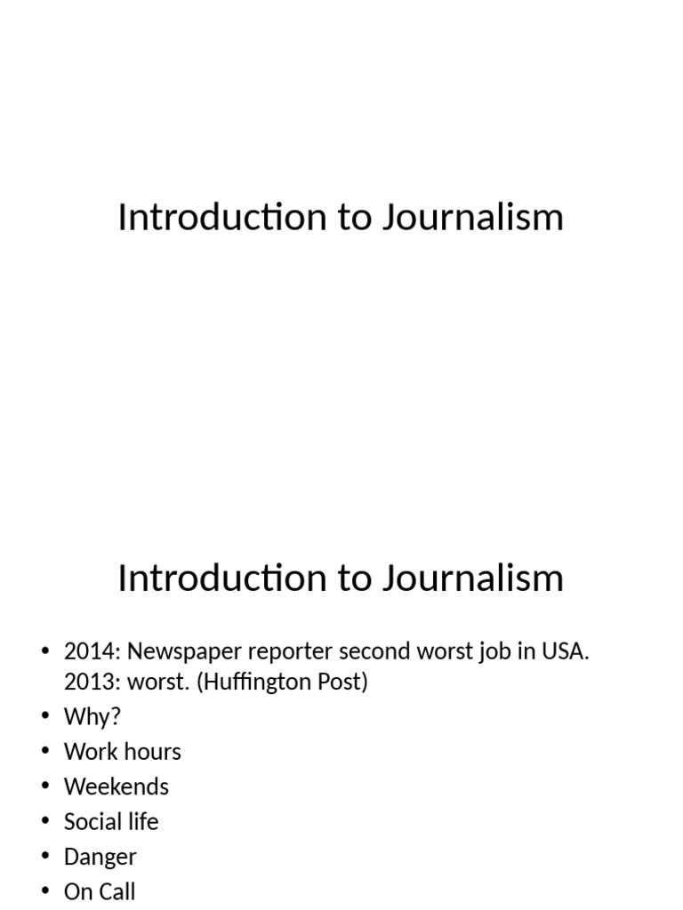 Introduction To Journalism | PDF | News | Journalism
