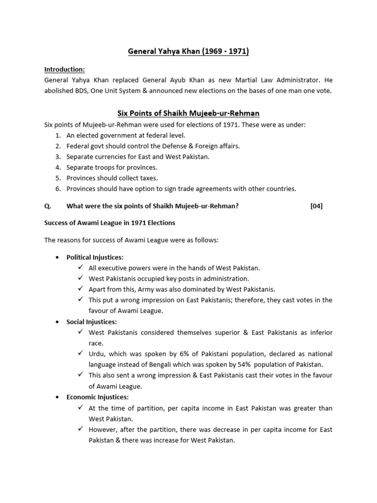 (1969 - 1971) General Yahya Khan | PDF | Pakistan | Asia