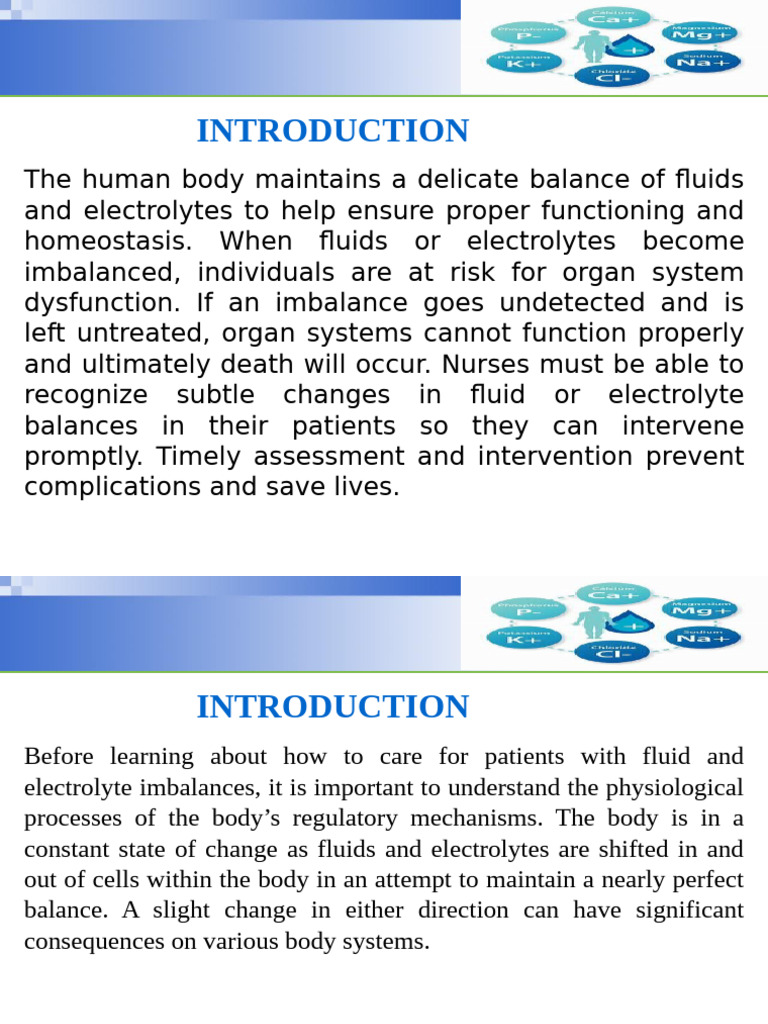 Fluid and Electrolyte Balance in Nursing | PDF | Intravenous Therapy ...