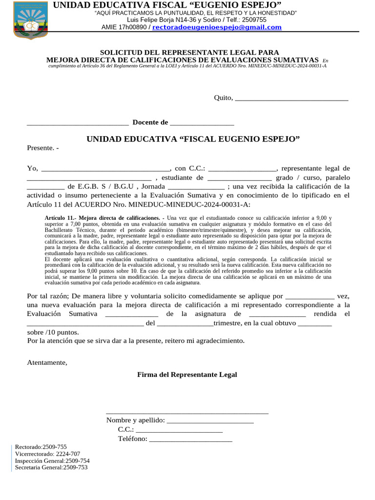 FORMATO_SOLICITUD DE MEJORA DIRECTA Y REFUERZO-JBR | PDF