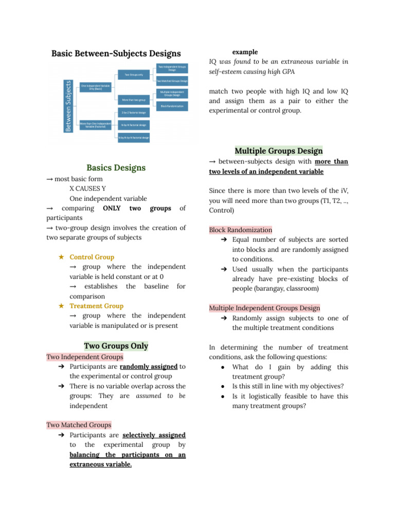 (PSYXPRM) Basic Between-Subjects Designs | PDF | Experiment | Applied ...