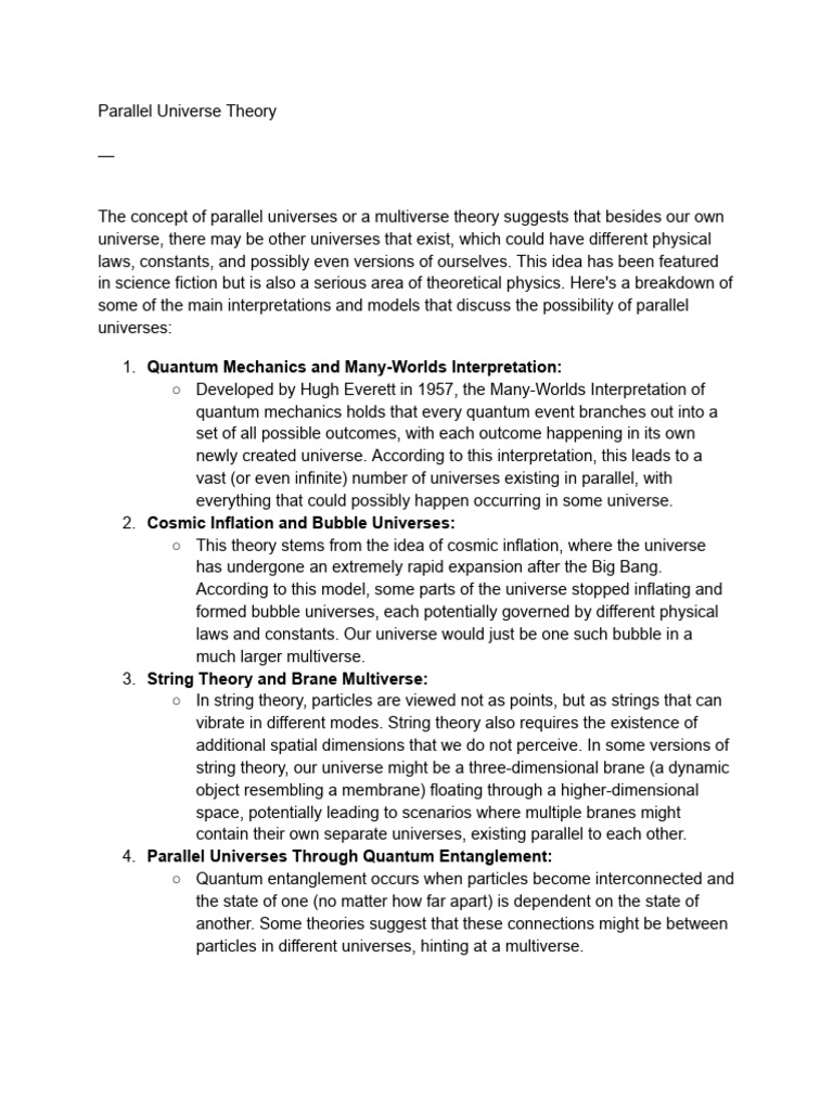 Parallel Universe Theory | PDF | Multiverse | Universe