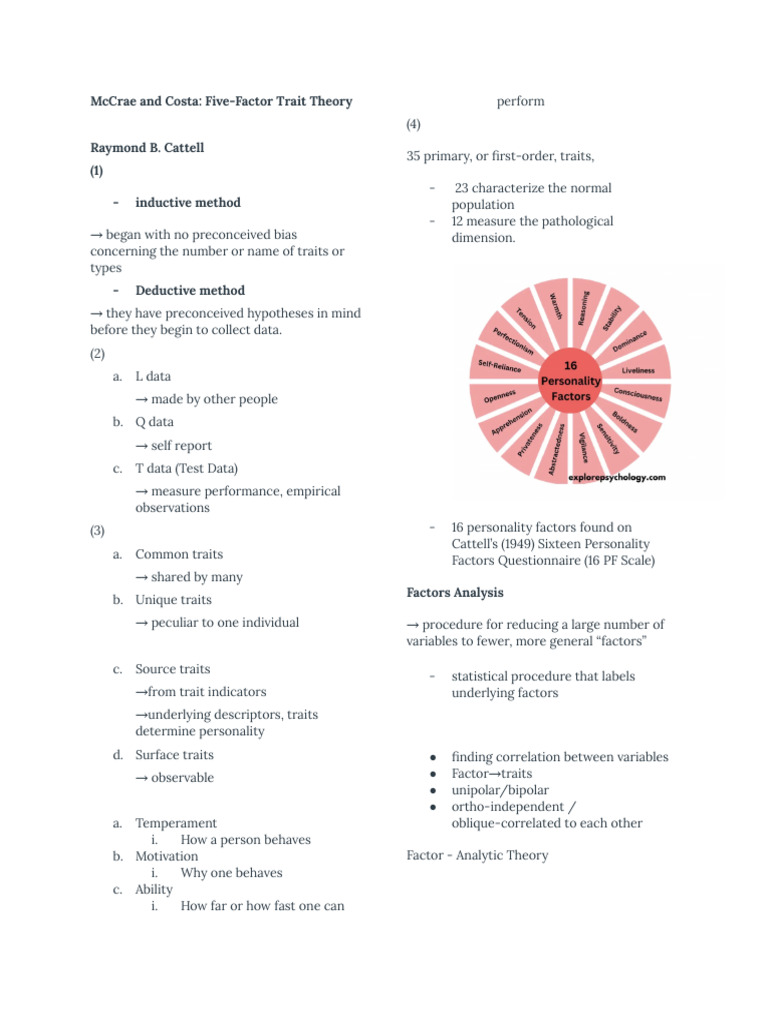 Five-Factor Trait Theory Overview | PDF | Psychology | Cognition