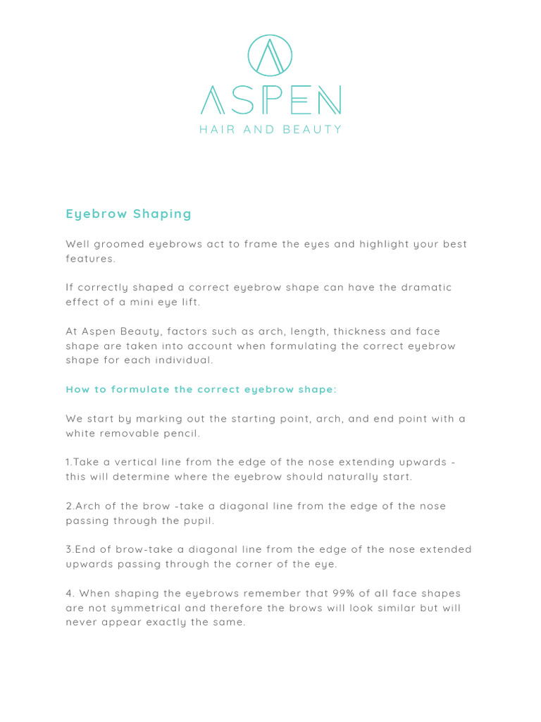 Aspen+Fact+Sheet+-+Eyebrow+Shaping | PDF