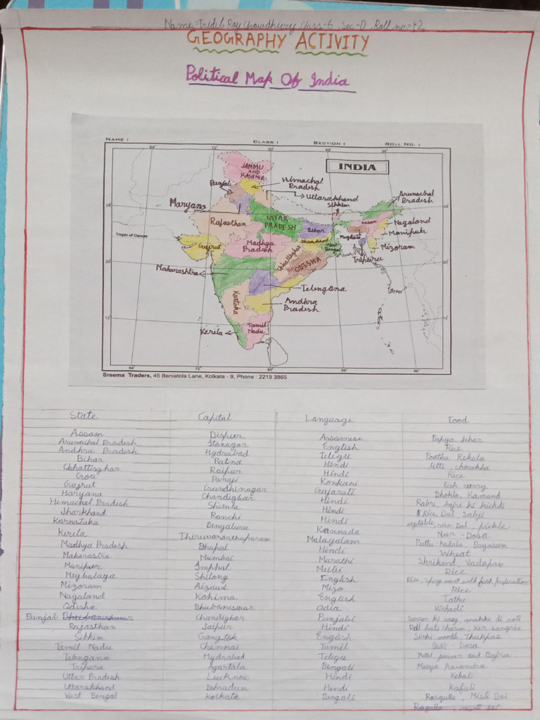 6D 42 Tridib Roy Chowdhury (Geography Activity) | PDF | Languages Of India