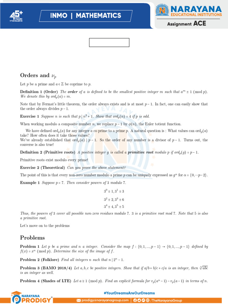 Advanced Number Theory Problems | PDF | Number Theory | Mathematics