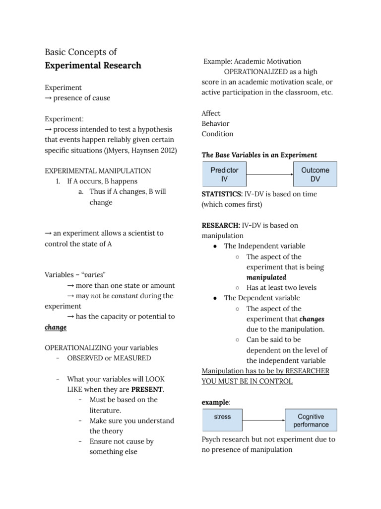 [PSYXPRM] Basic Concepts | PDF | Experiment | Causality