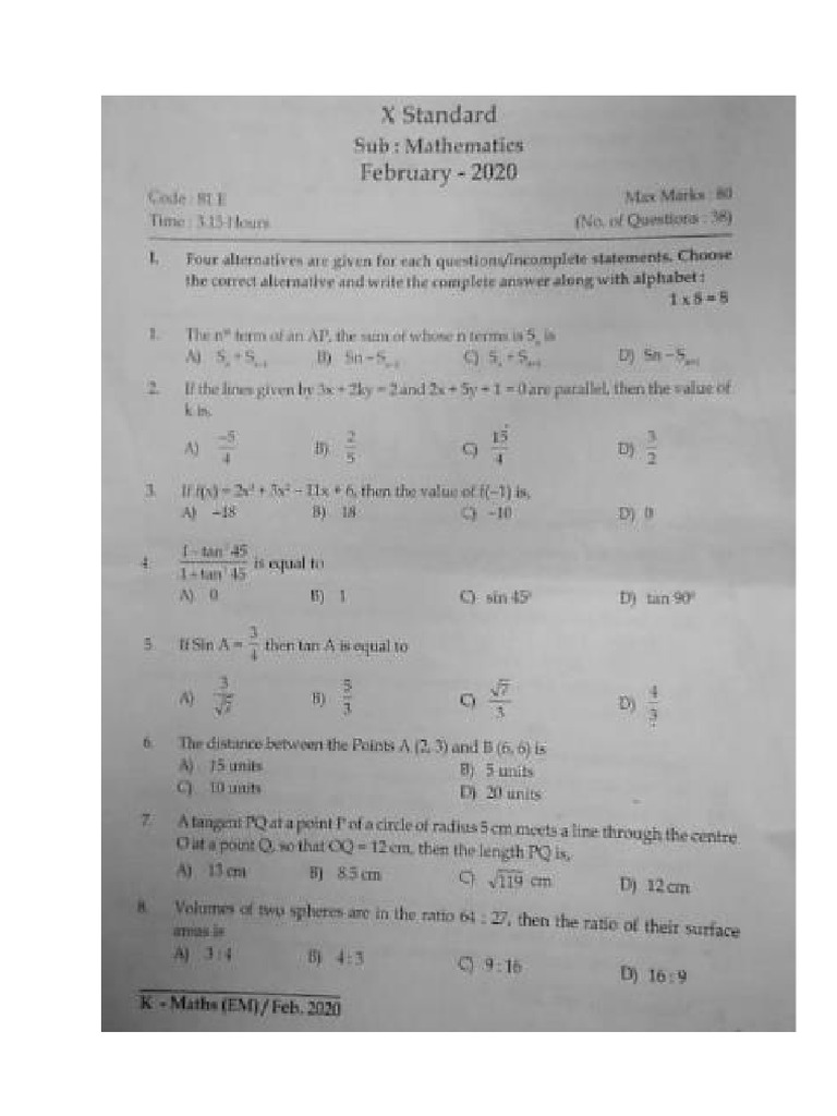 maths sahodaya paper | PDF