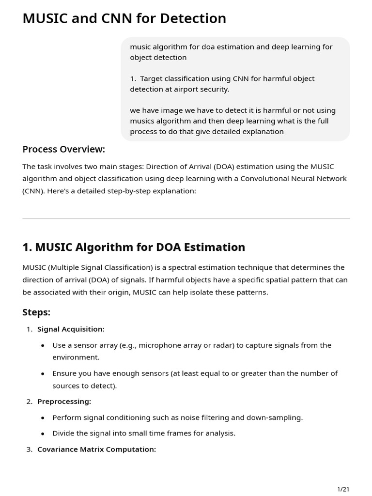 CNN and MUSIC for Harmful Object Detection | PDF | Eigenvalues And ...