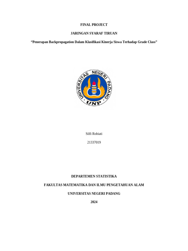 Final - Projek JST Backpropagation | PDF