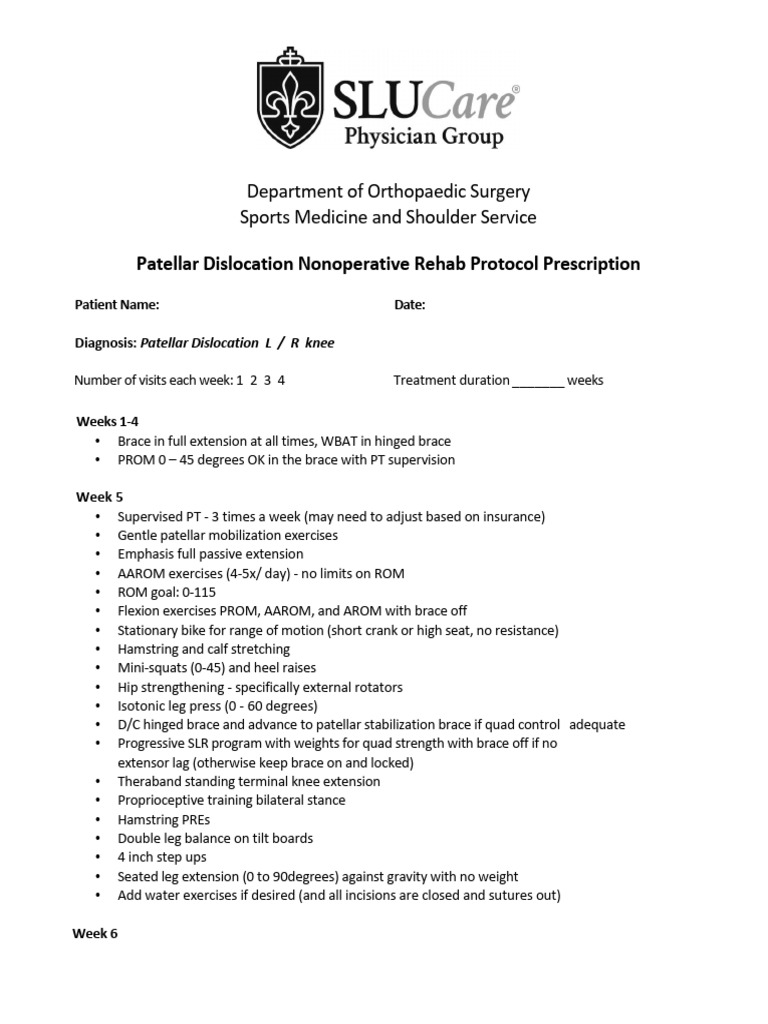 Patellar Rehab Protocol Guide | PDF | Anatomical Terms Of Motion ...