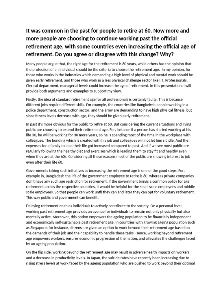 It Was Common in The Past For People To Retire at 60 | PDF | Economies