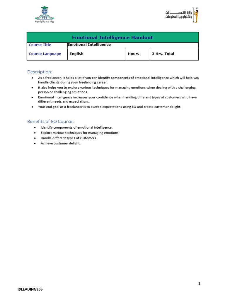EQ Session Handout-Participants | PDF | Empathy | Emotional Intelligence