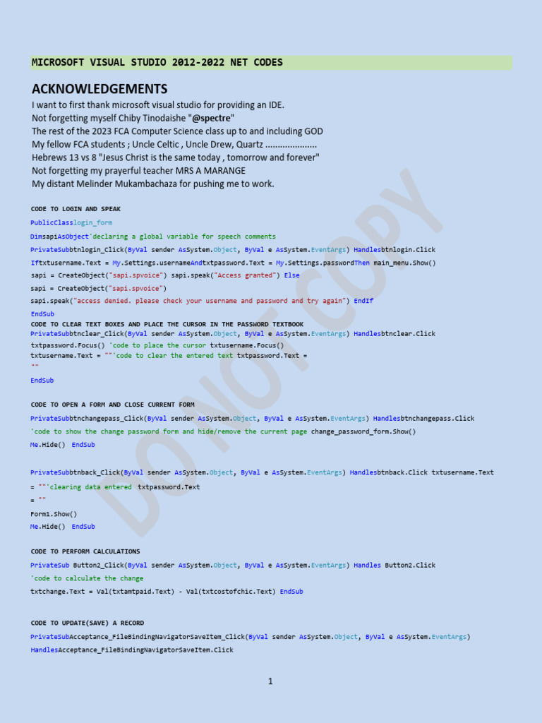Vbnetprojectcodes Updated Pdf Computer Science Computing