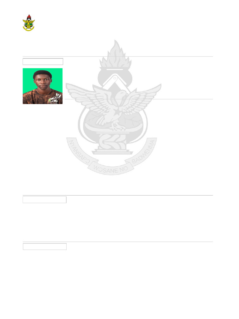 KNUST ONLINE ADMISSIONS-Applicant ID - 21080131 | PDF