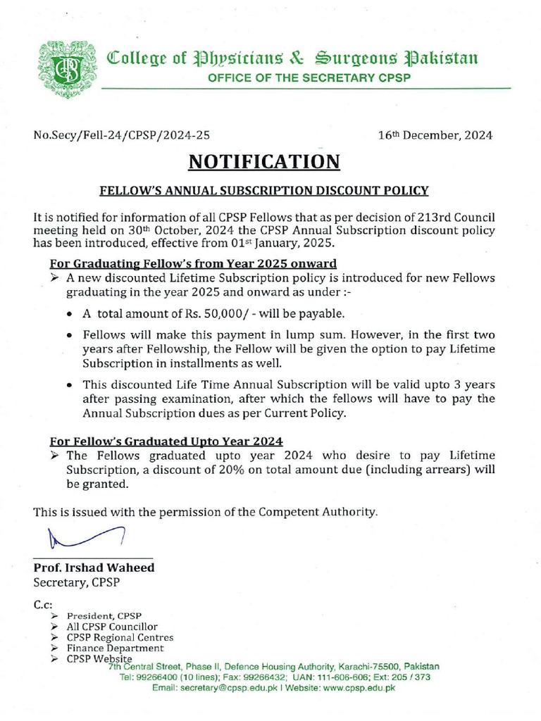 CPSP Notification 66911 | PDF