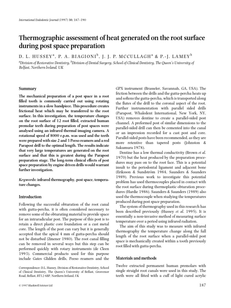 Thermographic Assessment of Heat Generated On The Root Surface During ...