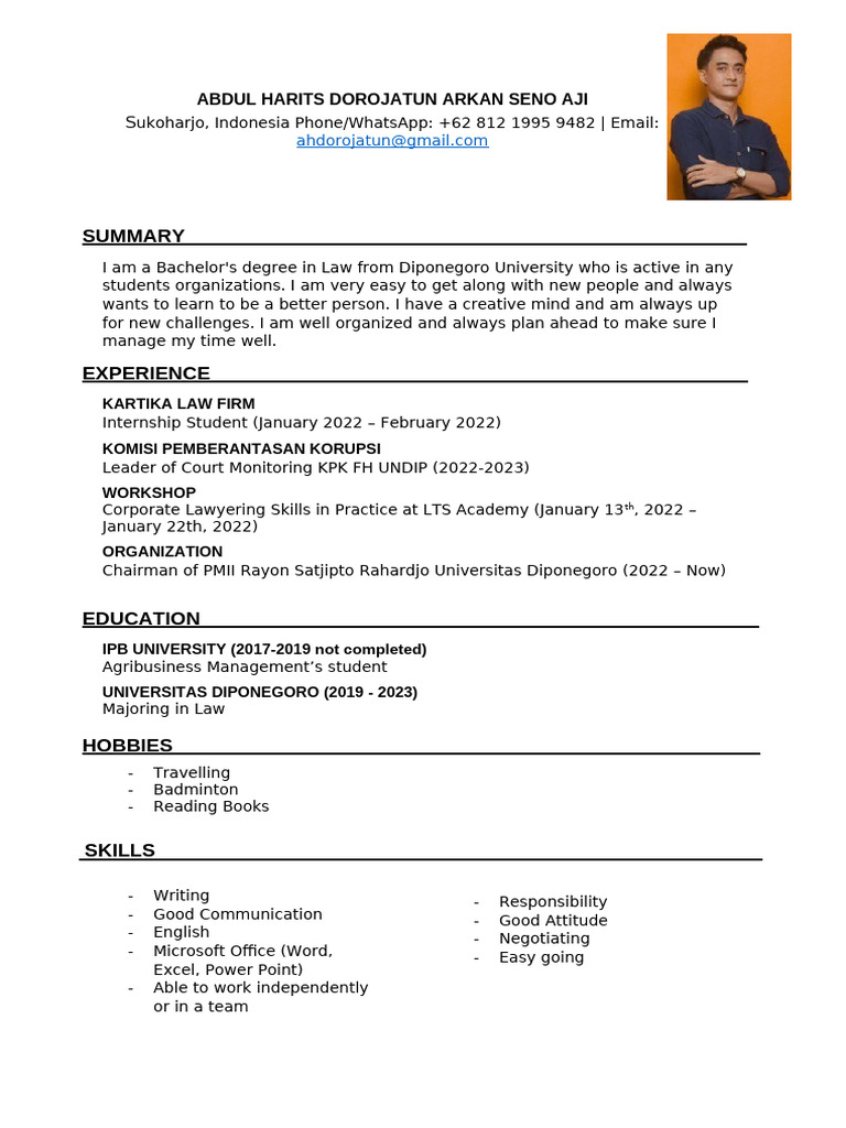 Cv-Abdul Harits Dorojatun Arkan Seno Aji | PDF