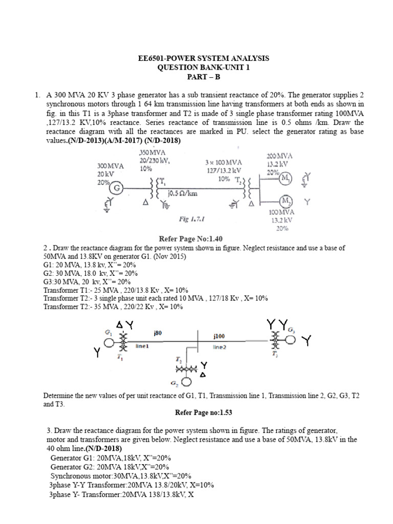 PSA UNIT 1 QUESTION BANK.docx (2) | PDF | Electrical Impedance ...