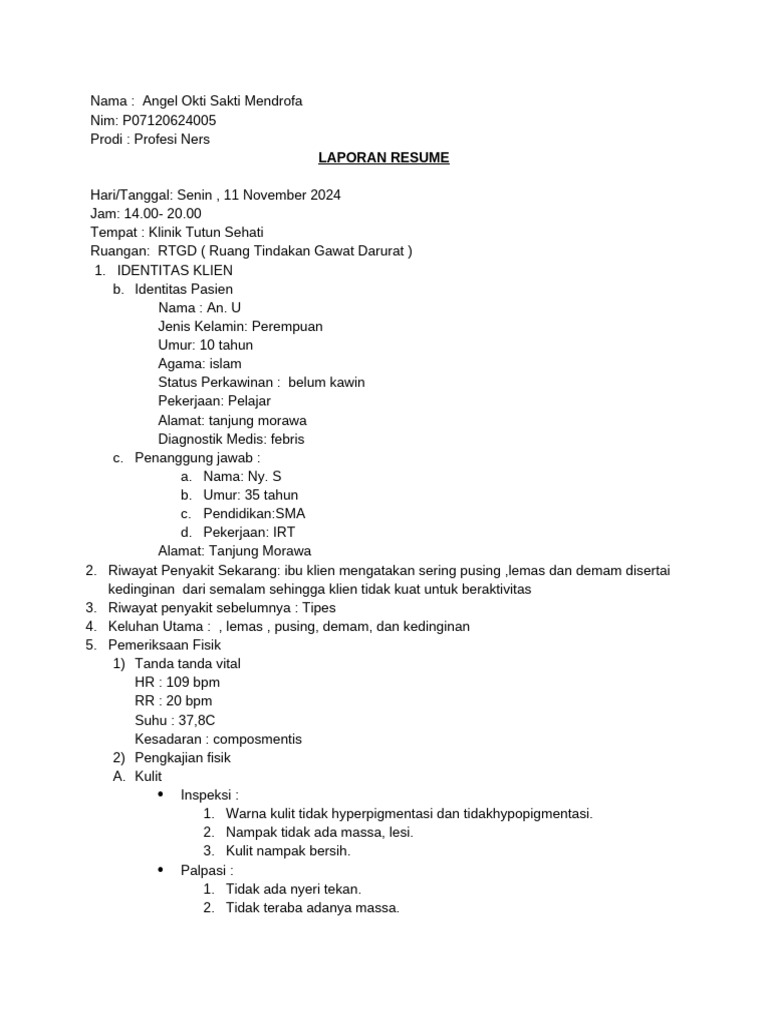 Resume Febris Klinik | PDF