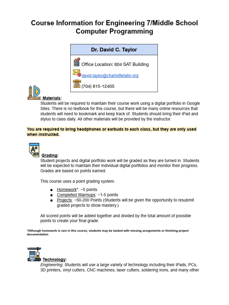 Course Expectations Document | PDF | Engineering | Computing