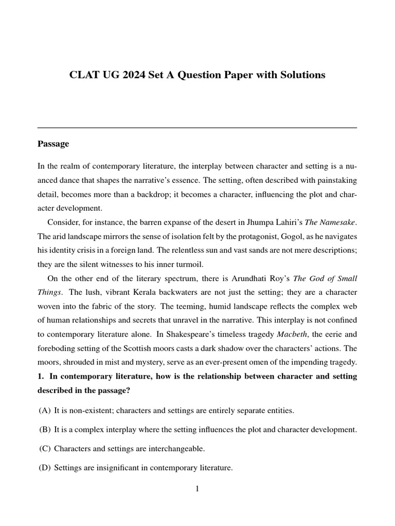 CLAT UG 2024 Set A Question Paper With Solutions | PDF | Hamas | Second ...