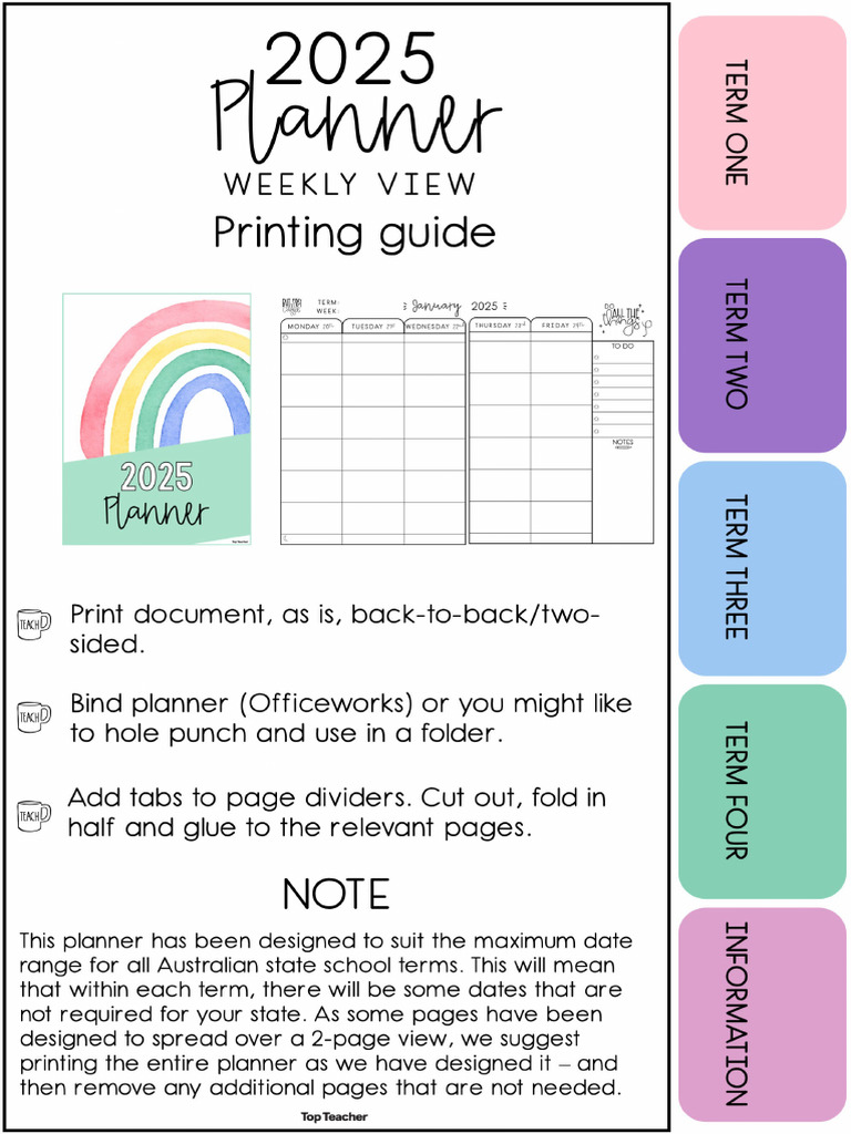 2025 Teacher Planner Rainbow | PDF