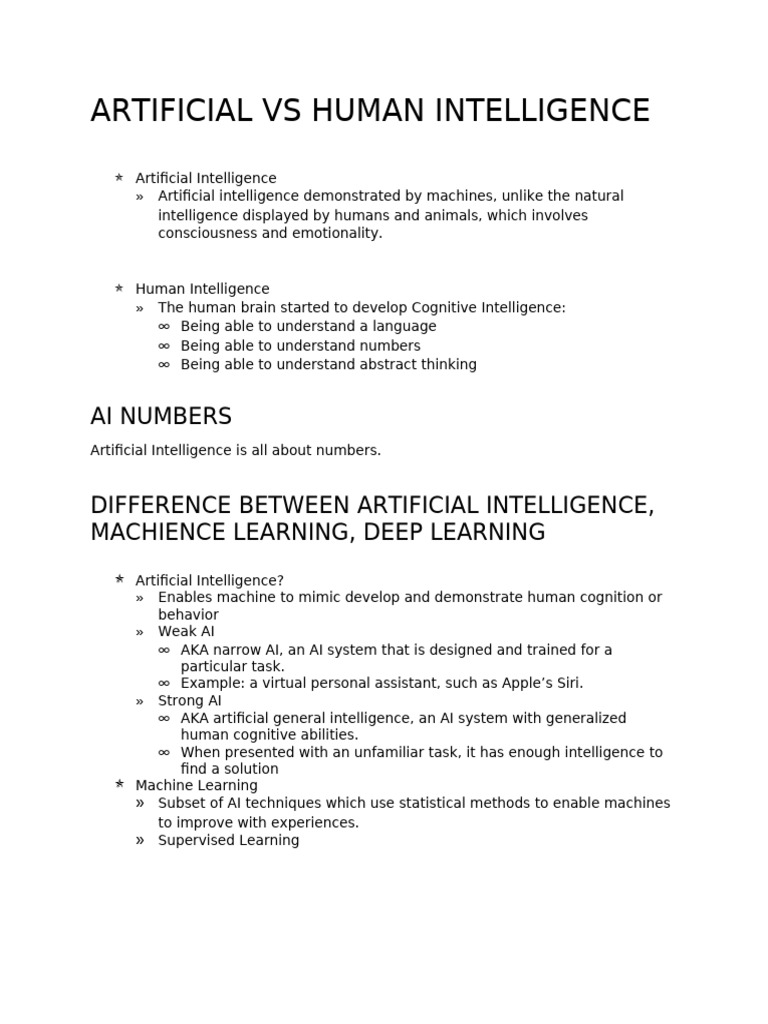 ARTIFICIAL VS HUMAN INTELLIGENCE | PDF