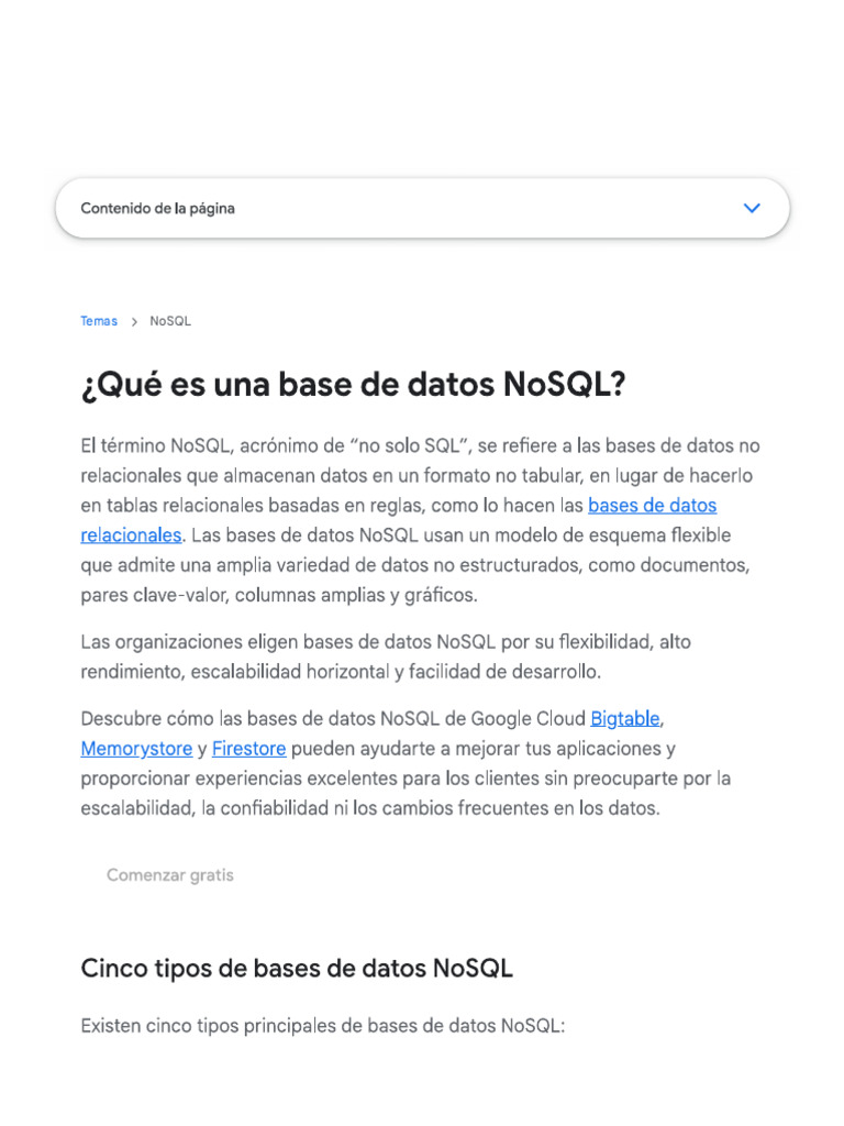 1. INTRODUCCION ¿Qué es NoSQL_ Explicación de las bases de datos _ Google Cloud | PDF