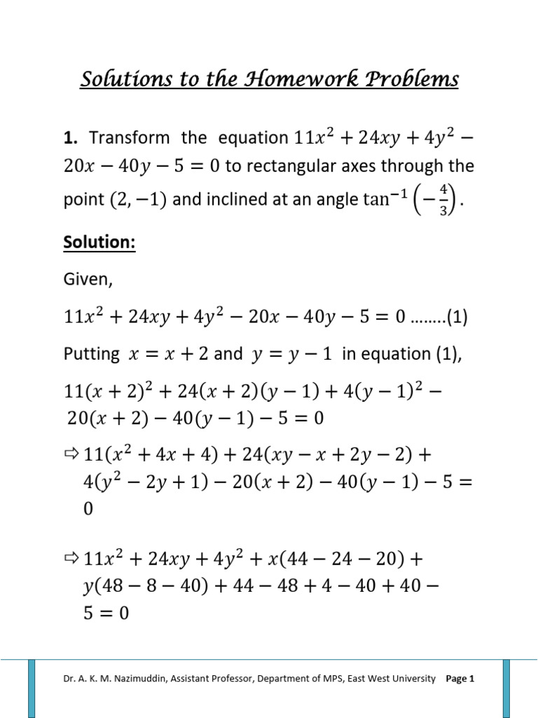 Advanced Math Problem Solutions | PDF | Classical Mechanics | Differential Geometry