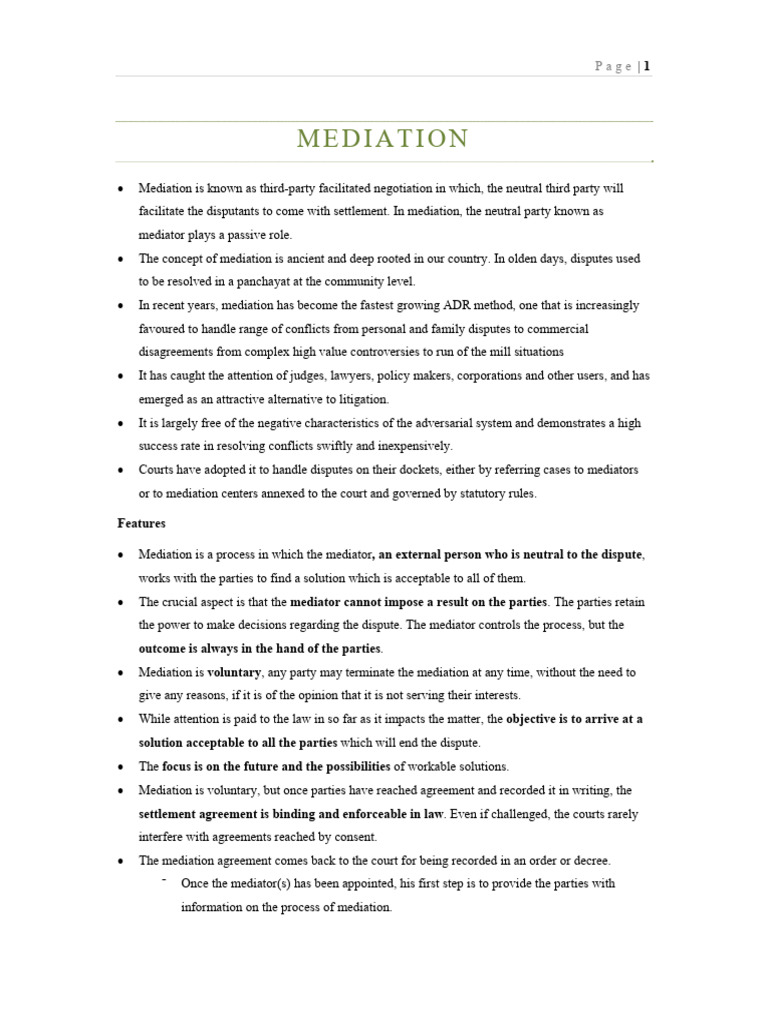 Mediation & Good Offices | PDF | Mediation | Alternative Dispute Resolution