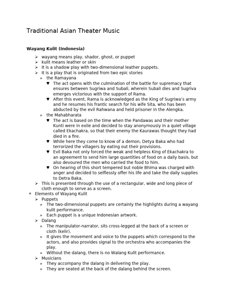 Traditional Asian Theater Music | PDF | Performing Arts | Oral Literature