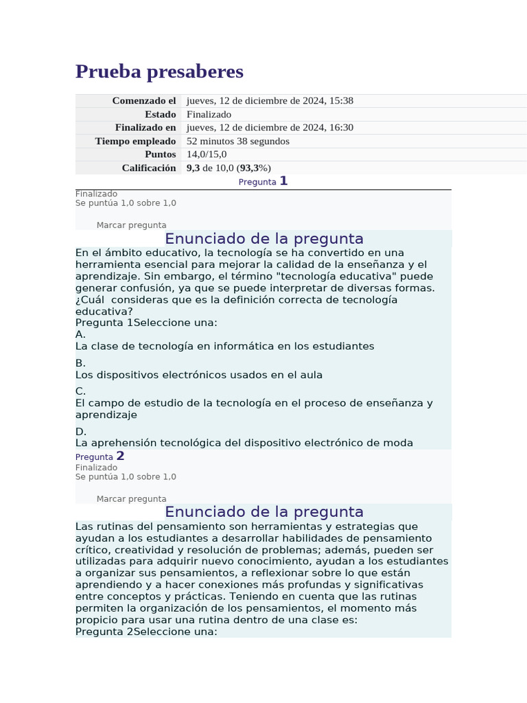 Prueba Presaberes | PDF | Evaluación | Science