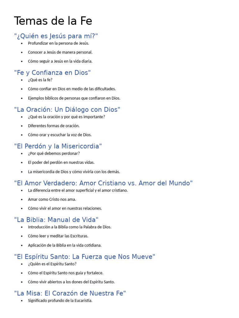 Temas de Fe para Jóvenes Cristianos | PDF | Oración | Amor