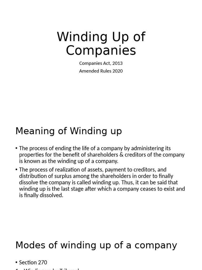 Unit 3 Winding Up of Companies | PDF | Liquidation | Private Law