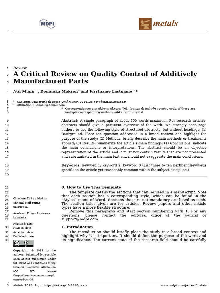 A Critical Review On Quality Control of Additively Manufactured Parts ...