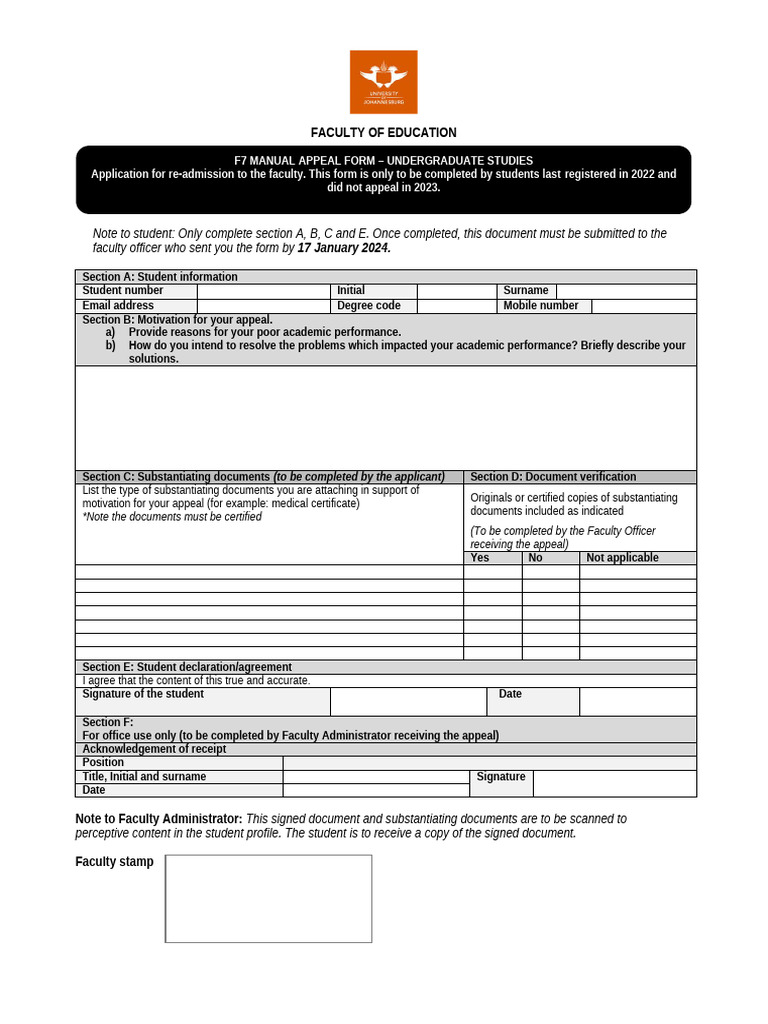 f7 Manual Appeal Form 2024 Semester 1 | PDF