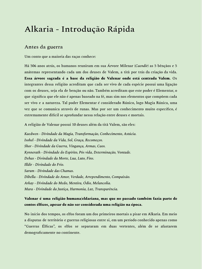 Introdução à Religiosidade em Alkaria | PDF | Elfos | Divindade