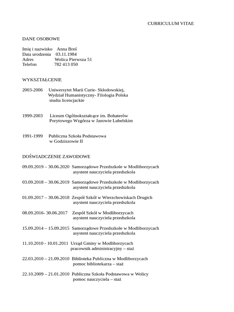 CV Nowe | PDF