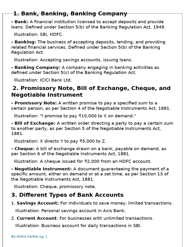 Short Notes and Ni Act and Rrb | PDF | Negotiable Instrument | Banks